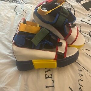Shoes | Multi Color Platform Sandals | Poshmark